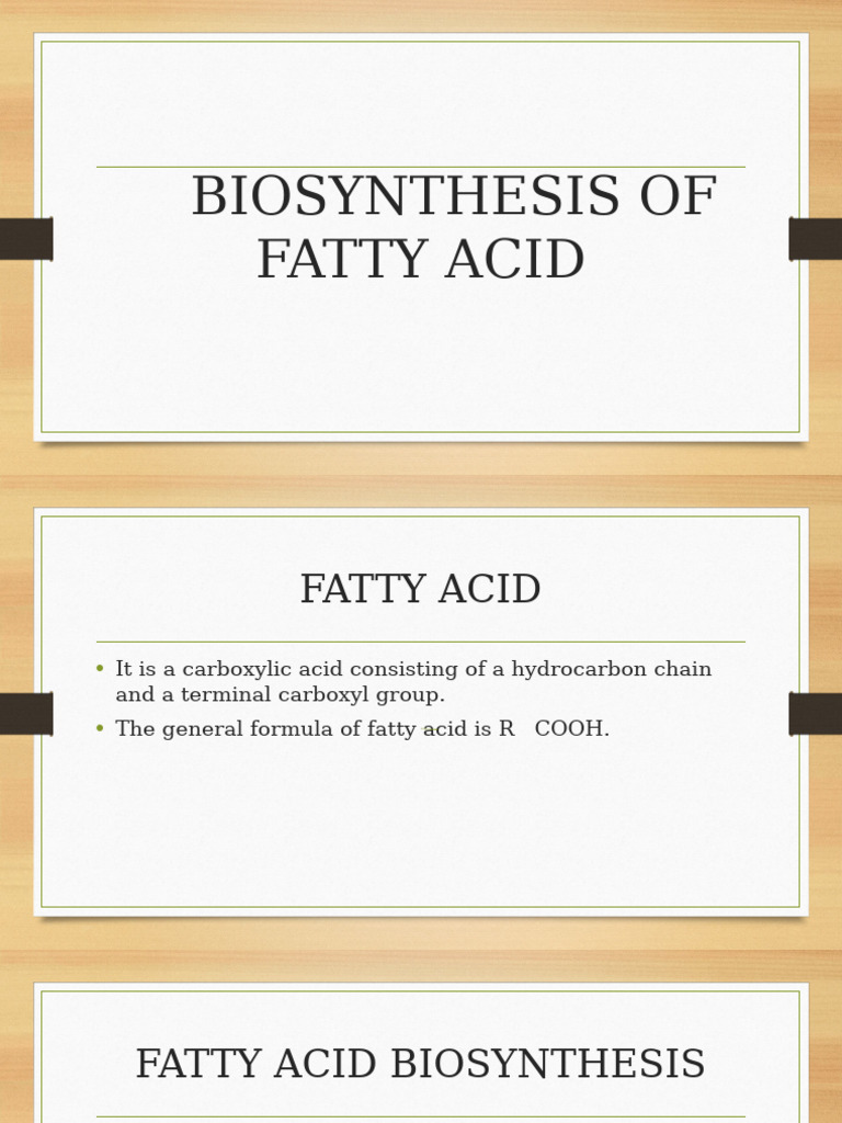 Biosynthesis of Fatty Acid | PDF | Fatty Acid | Organic Chemistry