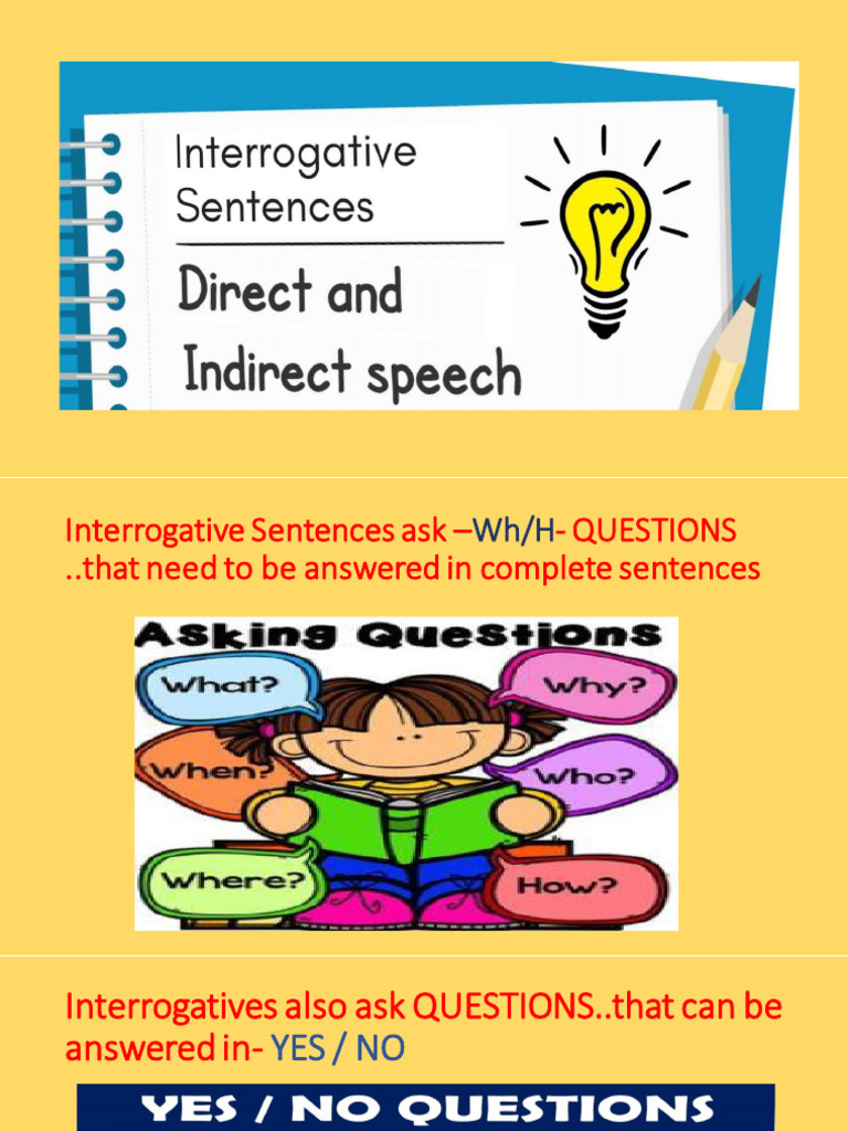 Indirect Speech for Interrogative Sentences | PDF | Question | Grammar