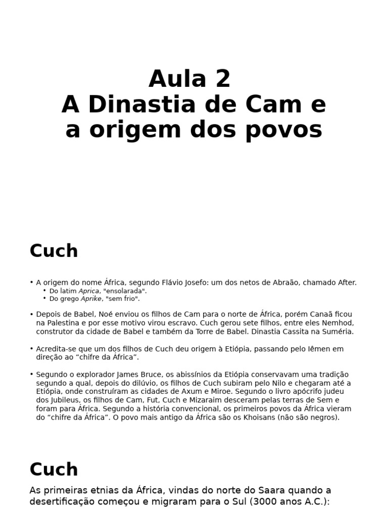 Origem dos Povos de Cam na África | PDF | África | Egito