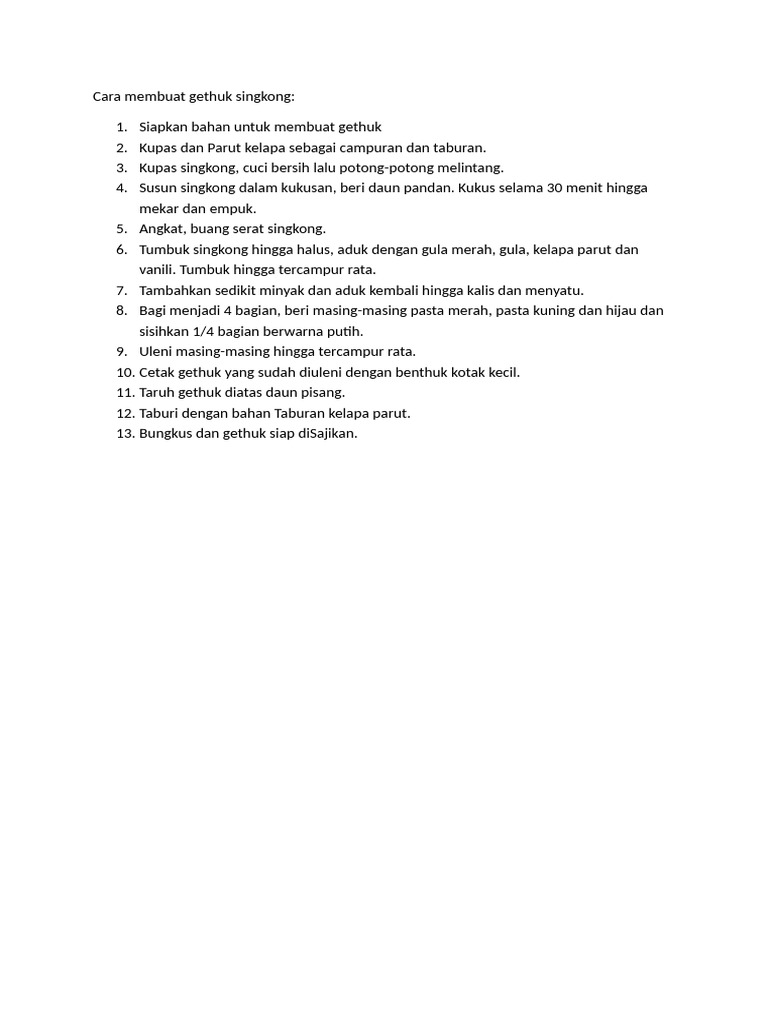 Cara Membuat Gethuk Singkong | PDF