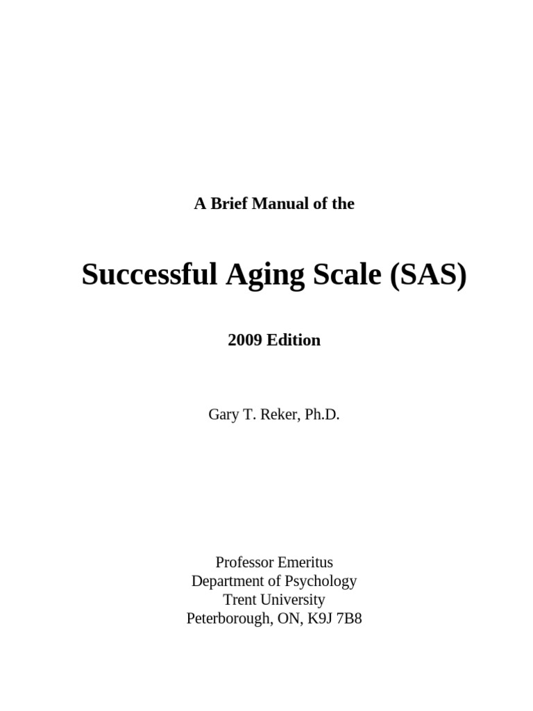 Manual of the Successful Aging Scales as Extended | PDF | Psychological ...