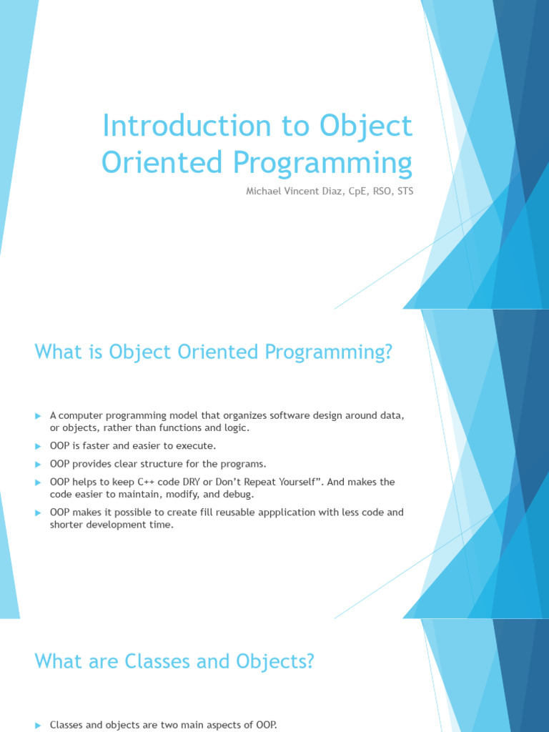 Introduction To Object Oriented Programming PPT Diaz 074728 | PDF | Object Oriented Programming ...