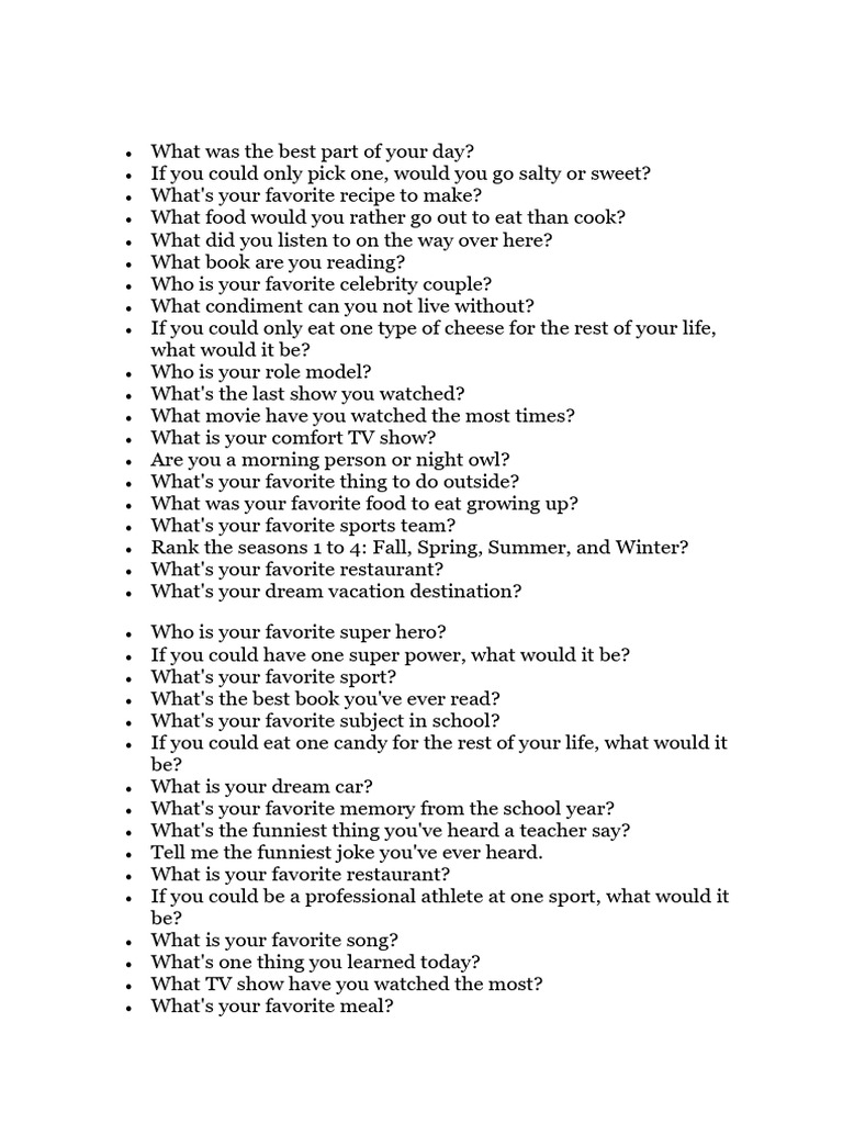 Conversation Starters | PDF