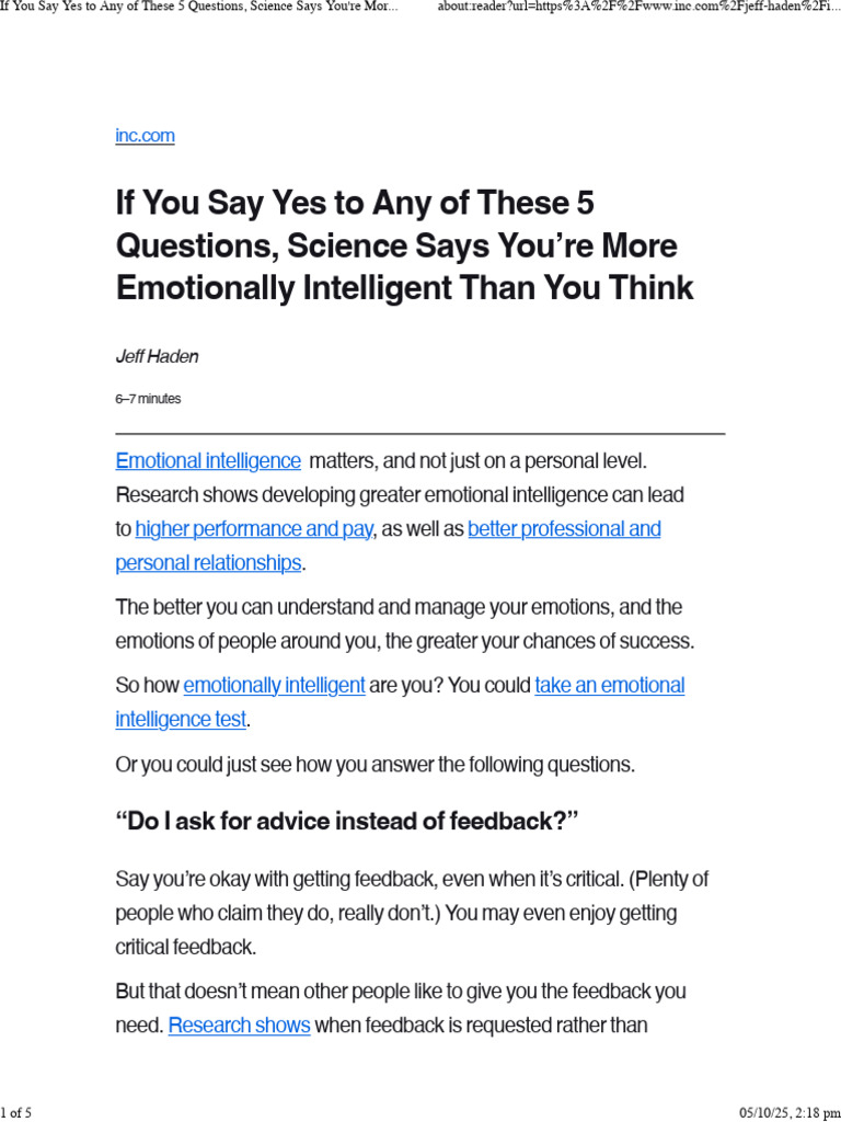 If You Say Yes To Any of These 5 Questions, Science Says You'Re More ...