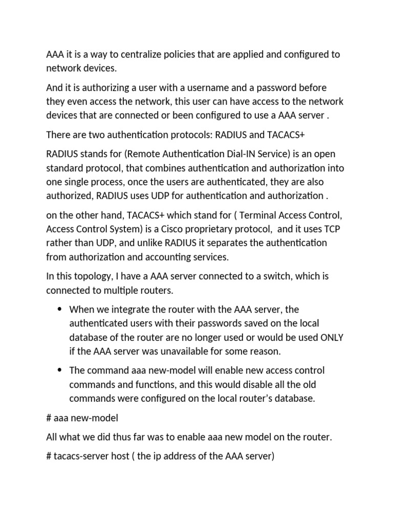 AAA It Is A Way To Centralize Policies That Are Applied and Configured ...