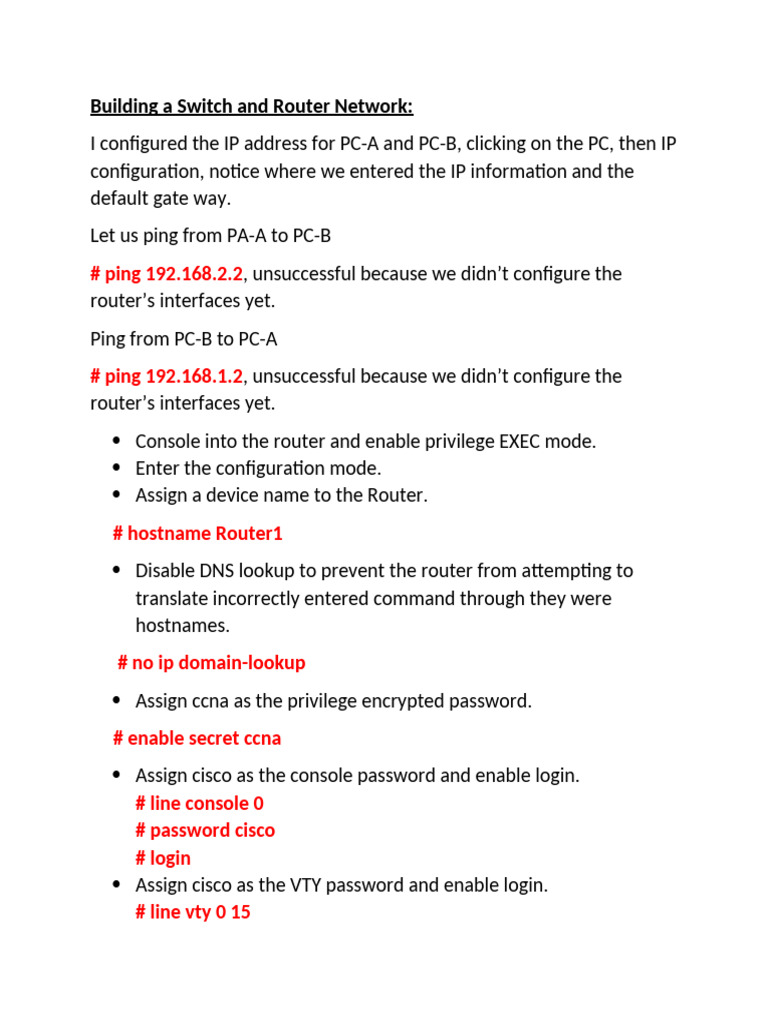 Building A Switch and Router Network | PDF | Router (Computing) | Ip Address