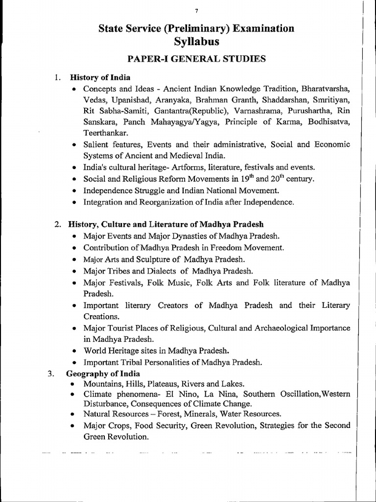 MPPSC Syllabus Organized | PDF