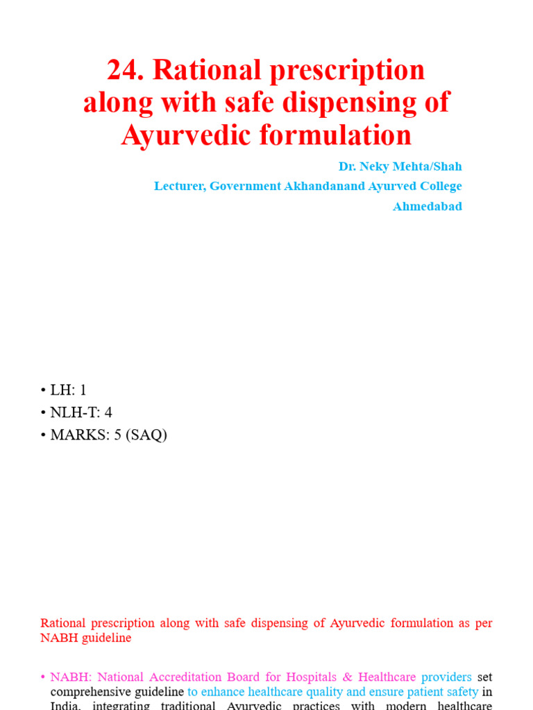 24 Prescription and Safe Dispensing | PDF | Ayurveda | Medical Prescription