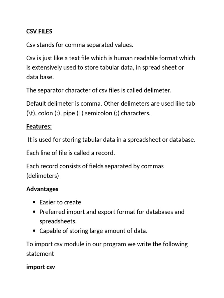 CSV Stand For Comma Separated Values | PDF | Comma Separated Values | Computing