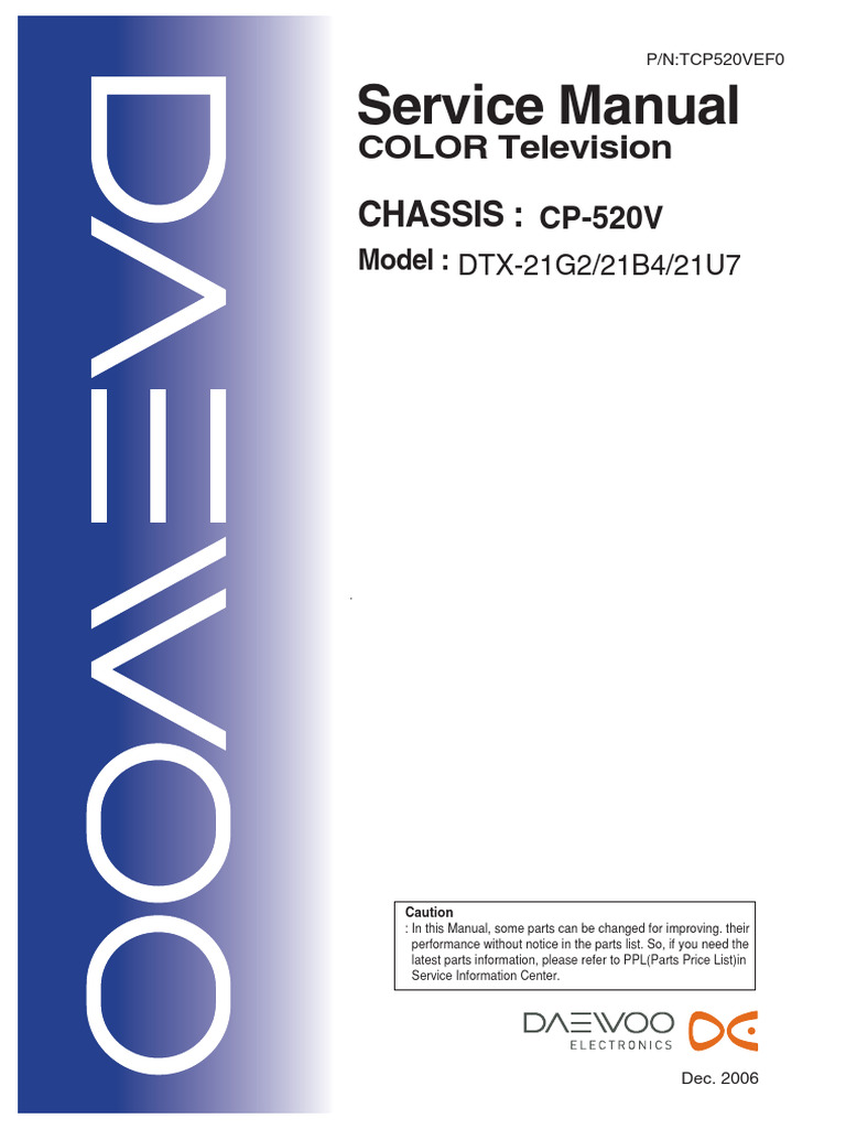CP-520V Color TV Service Manual | PDF | Vacuum Tube | Resistor