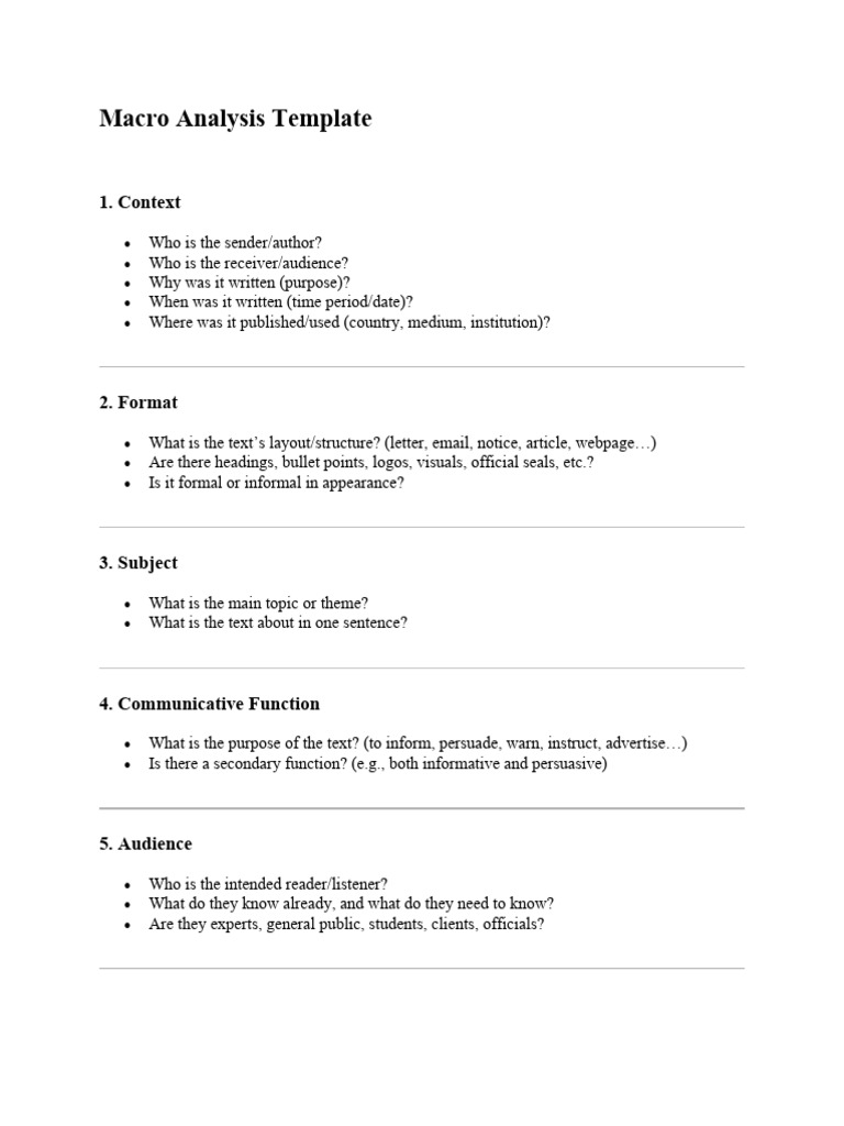 Macro and Micro Analysis Templates | PDF