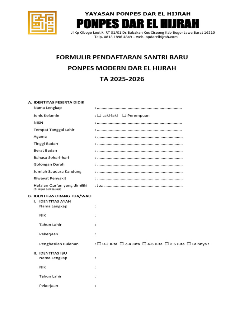 Info Ppdb Pp Modern Dar El Hijrah 2025-2026 Fix | PDF