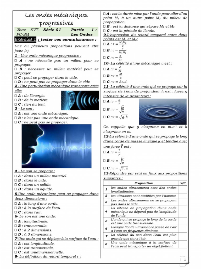 Ondes méca progressives Exercices+corri | PDF