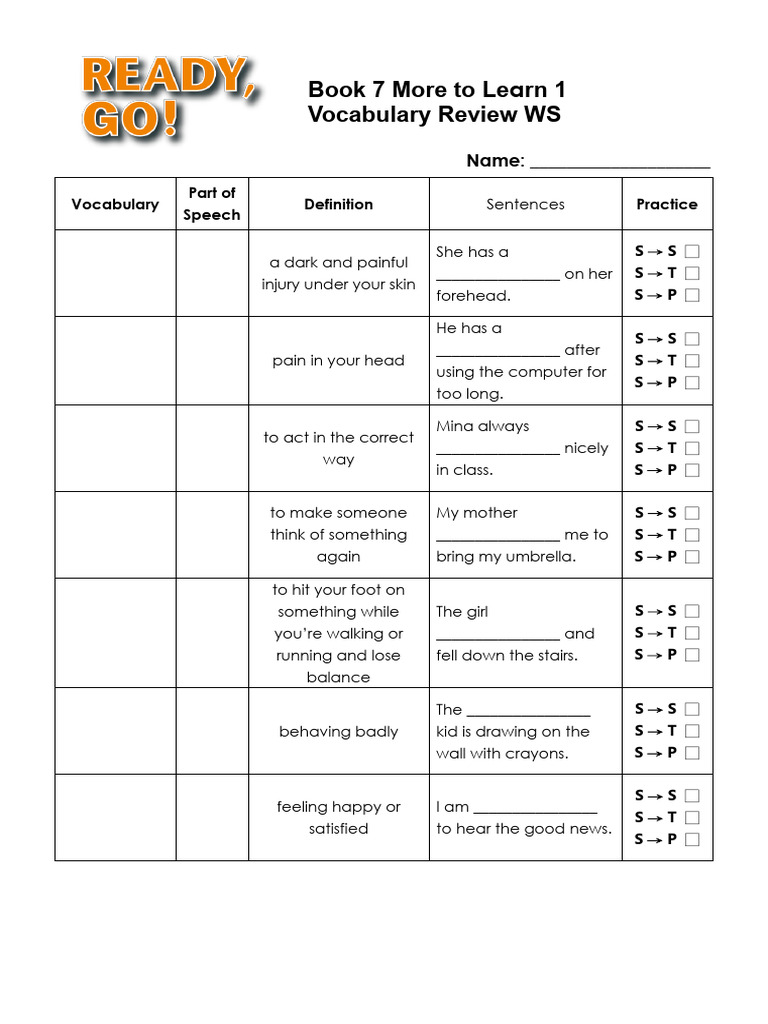 RG B7 Vocabulary Review MTL 1 - Edited | PDF