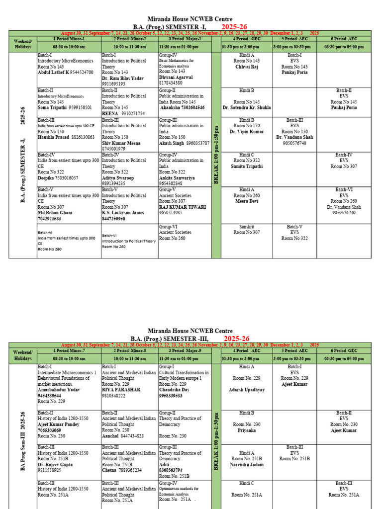 NCWEB Class Schedule 2025-26 | PDF | Economies