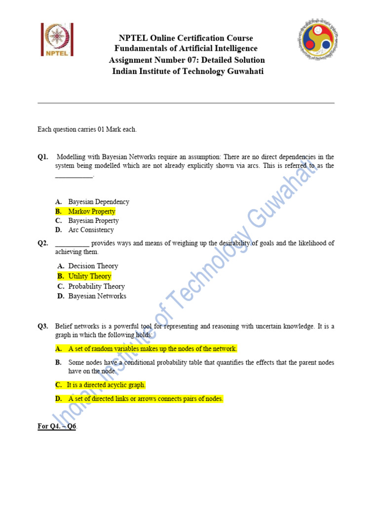 FunAI-Assignment-Week-7 Sol - NOC25 GE55 | PDF | Bayesian Network ...