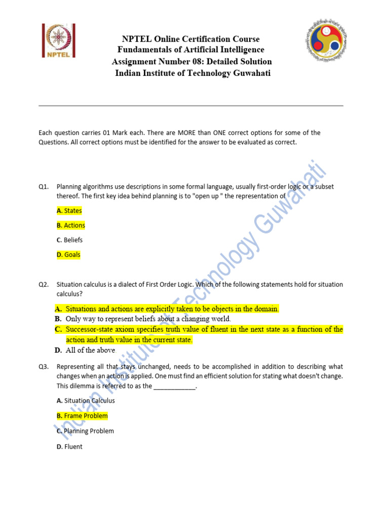 FunAI-Assignment-Week-8 Sol - NOC25 GE55 | PDF | Mathematical Logic ...