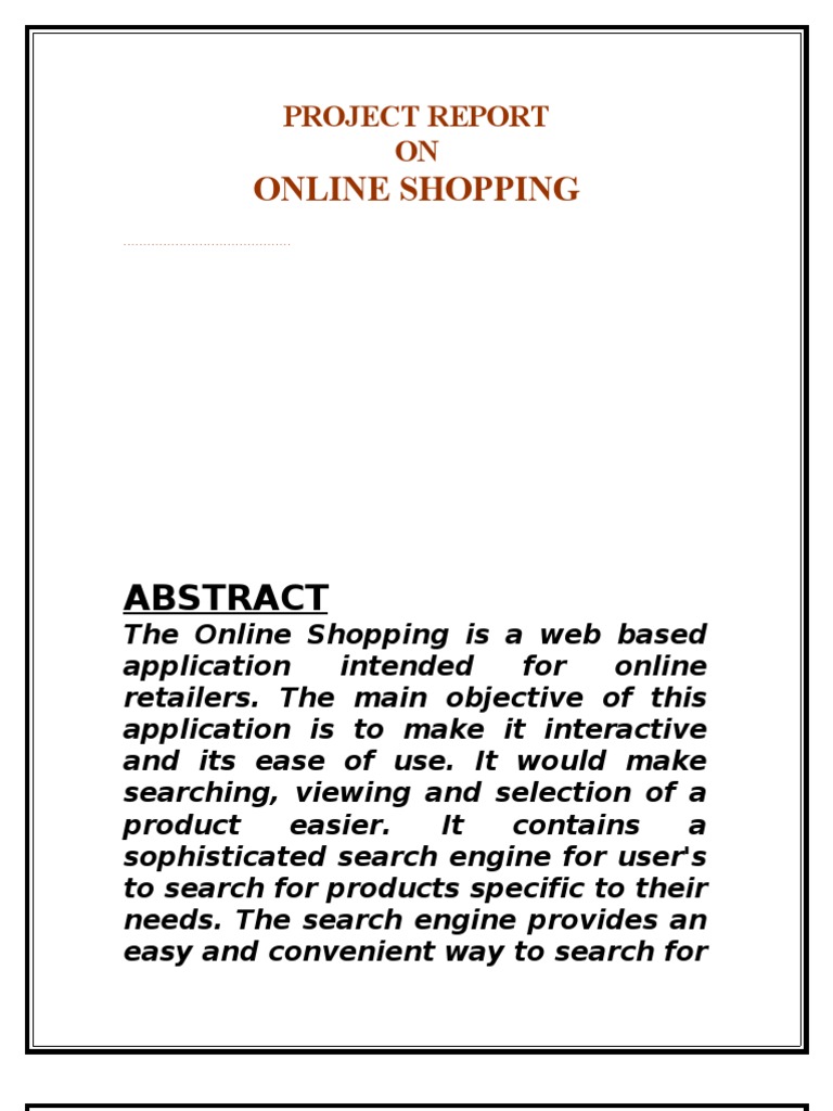 Online Shopping: Project Report ON | Download Free PDF | Software ...