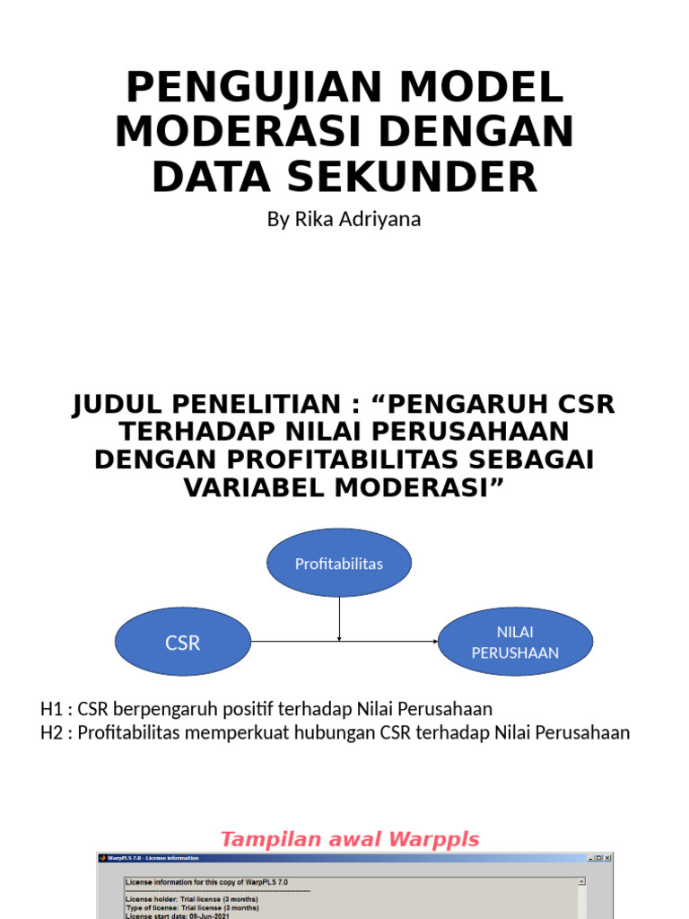 Pengujian Model Moderasi Dengan Data Sekunder | PDF