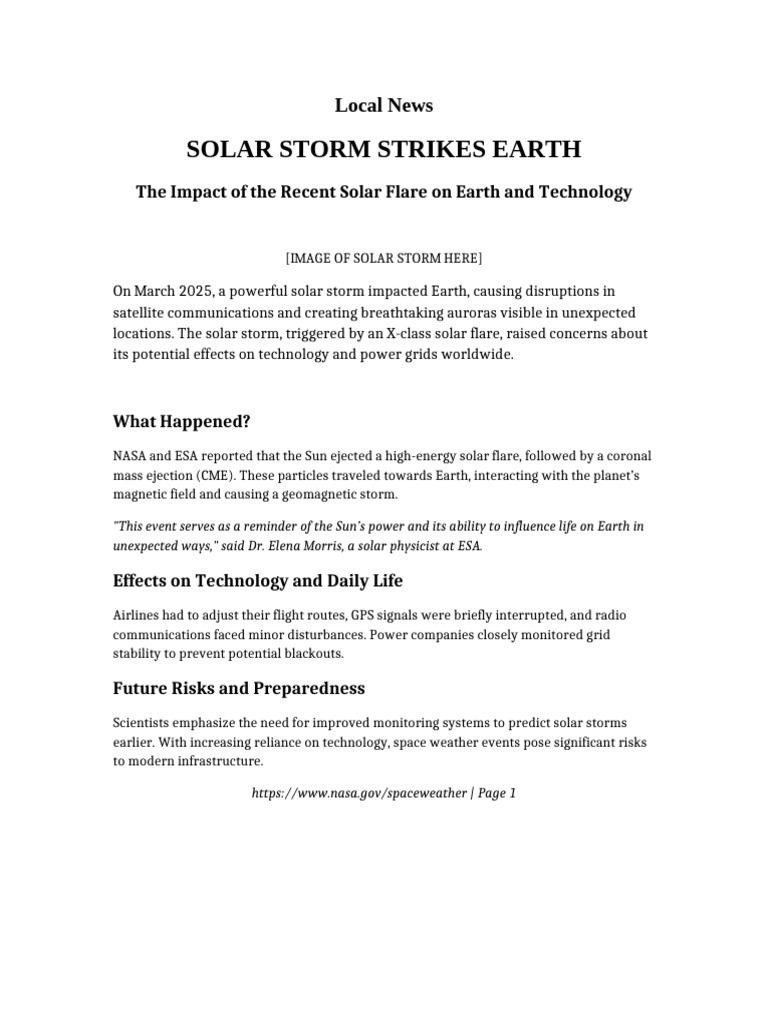 Solar Storm Newspaper Styled | PDF