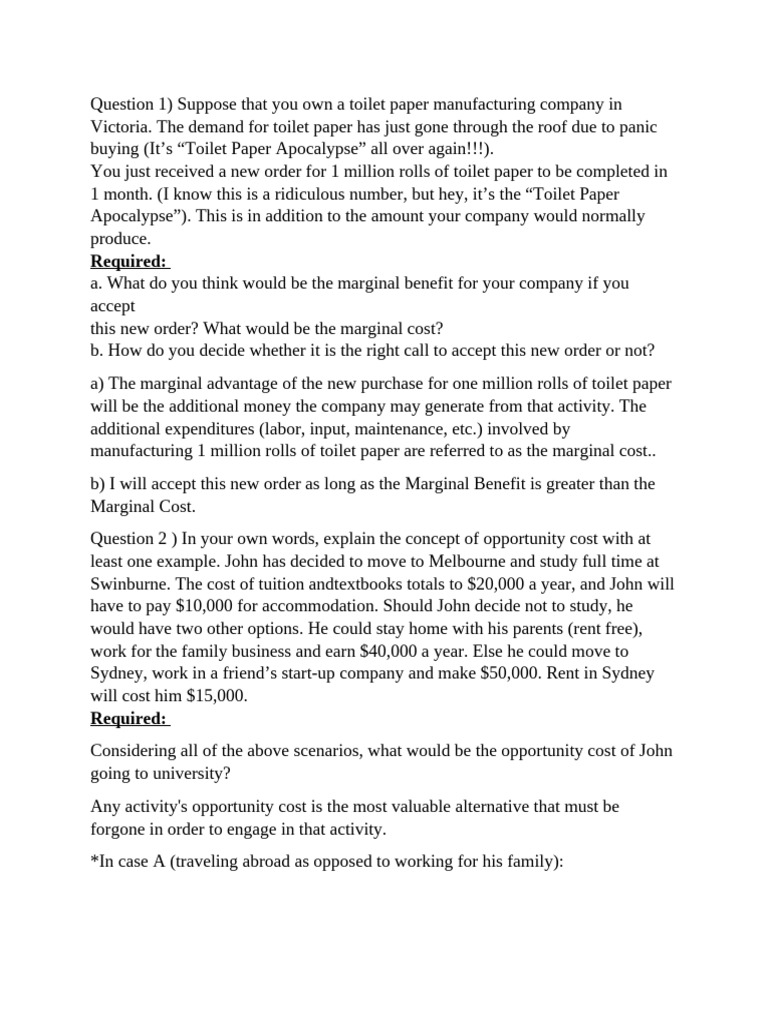 Assignment Week 2 Truong Thanh Dat | PDF | Opportunity Cost | Economies