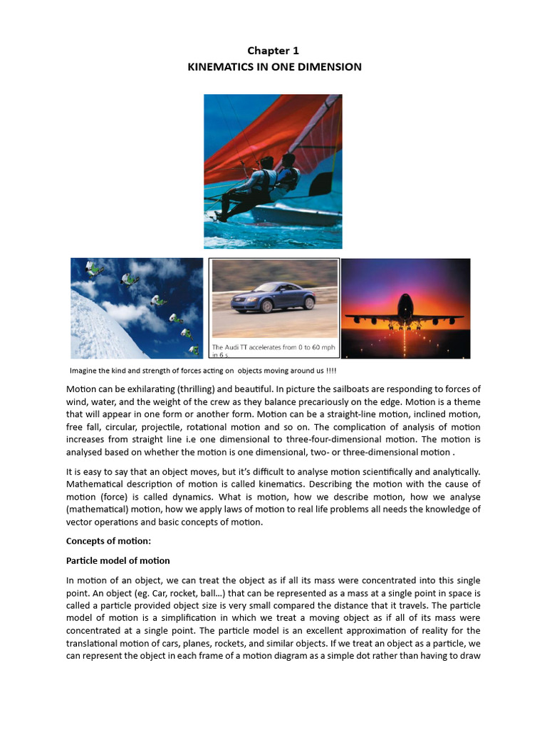 Notes - Kinematics in One Dimension | PDF | Kinematics | Force