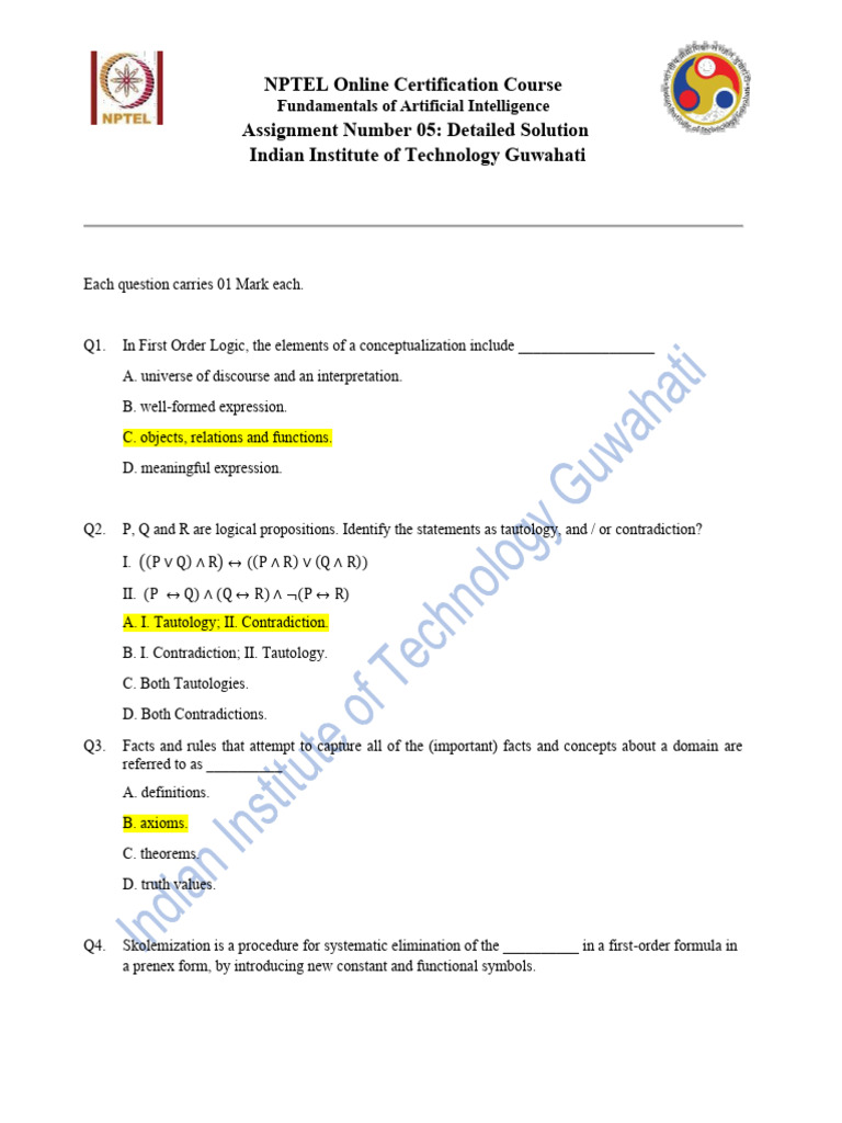 FunAI-Assignment-5-Week-5 Sol - NOC25 GE55 | PDF | First Order Logic ...