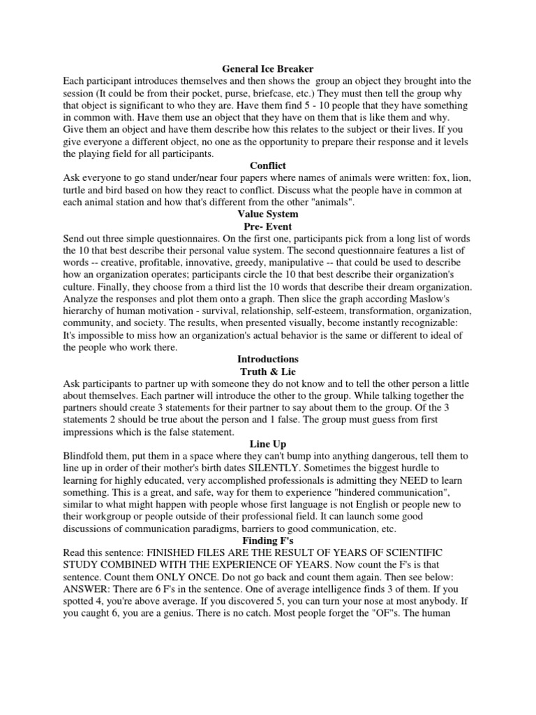 General Ice Breaker | PDF | Consciousness | Unconscious Mind