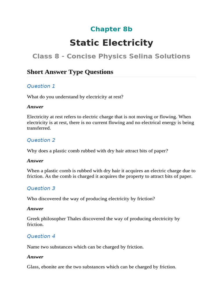 Chapter 7 Static Electricity GR 8 | PDF | Electric Charge | Atoms