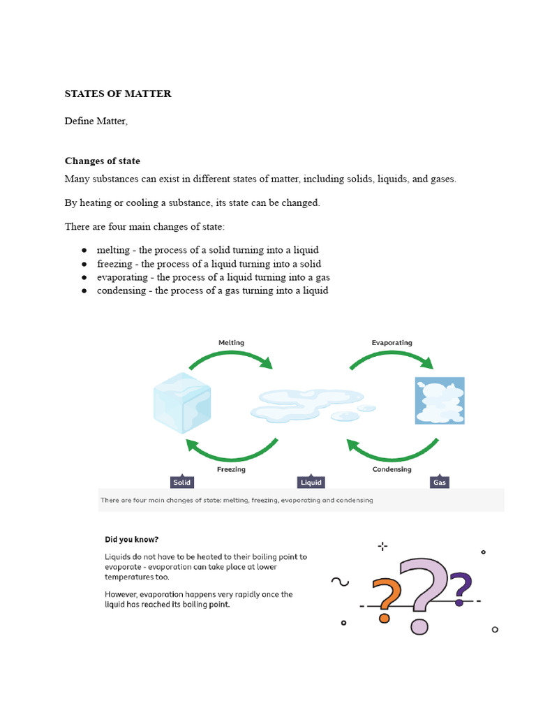 States of Matter: Solids, Liquids, Gases | PDF | Temperature | Gases