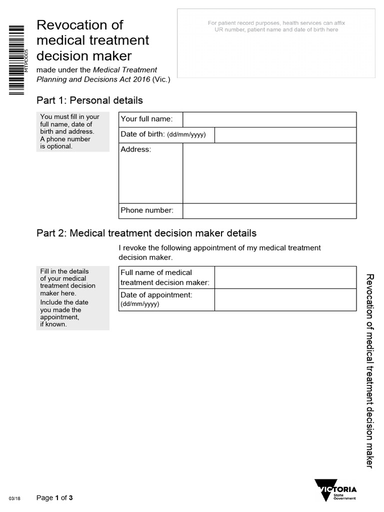 Revocation of Medical Treatment Decision Maker | PDF