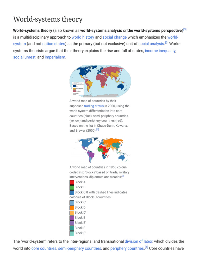 World-Systems Theory - Wikipedia | PDF | World Systems Theory | Economies