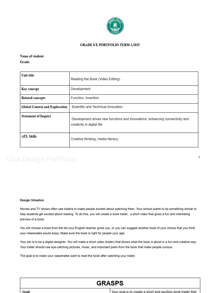 Jaithran Mahesh - Myp 3 E-Portfolio Term 3,2025 | PDF | Backpack