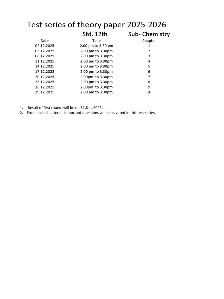 12th 1st Time Table | PDF