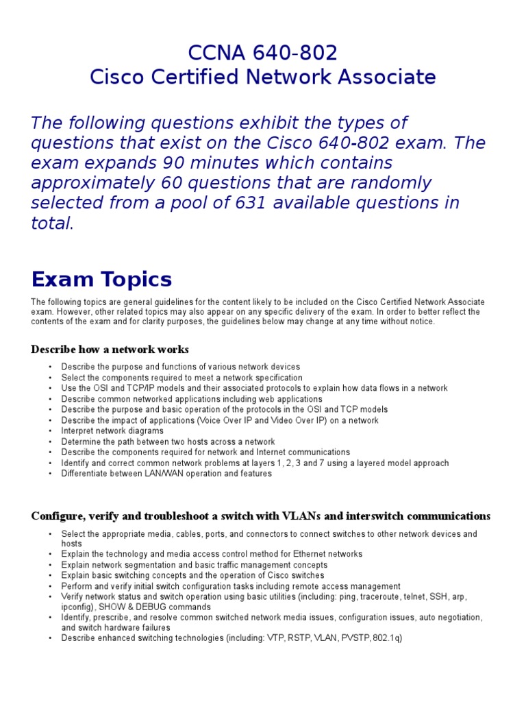 640-802 CCNA Question Review PDF | PDF | Ip Address | Computer Network