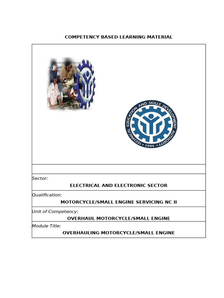 Motorcycle Engine Overhaul Training Module | PDF | Internal Combustion ...