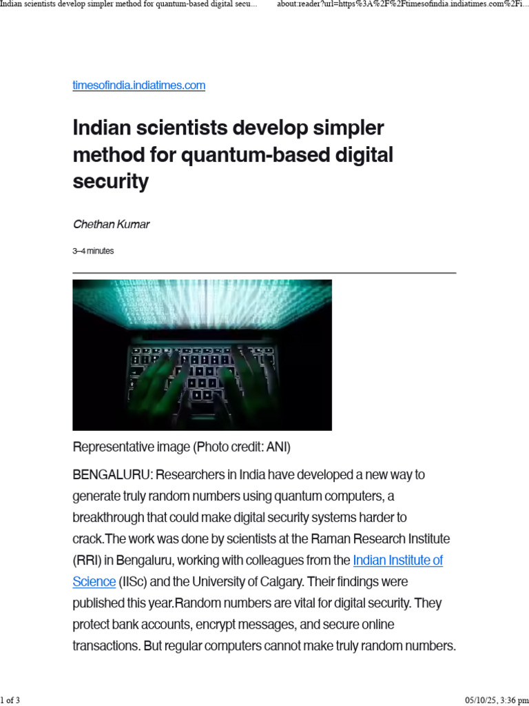 Indian Scientists Develop Simpler Method For Quantum-Based Digital ...