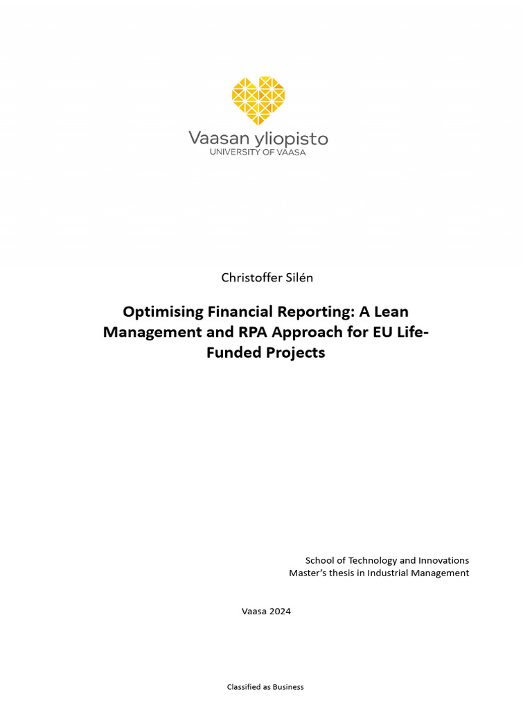 Optimising Financial Reporting a Lean Management and RPA Approach for ...