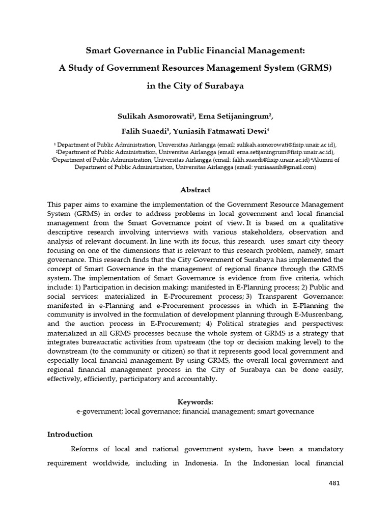Smart Governance in Public Financial Management A Study of Government ...