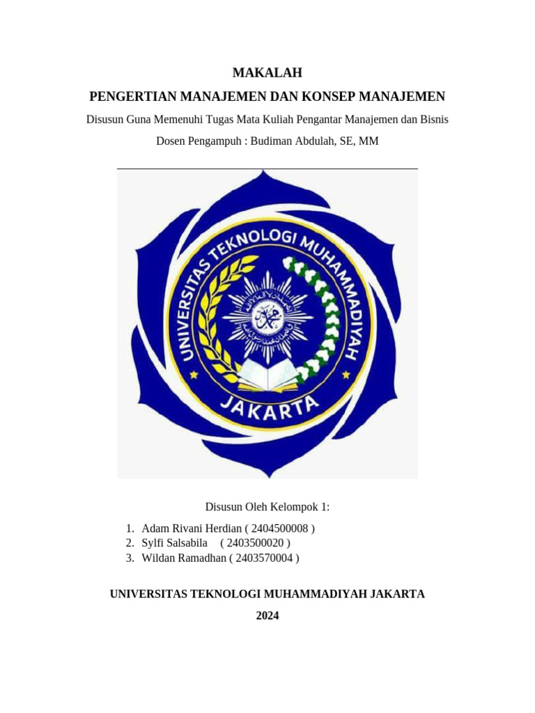 Pengertian dan Konsep Manajemen | PDF