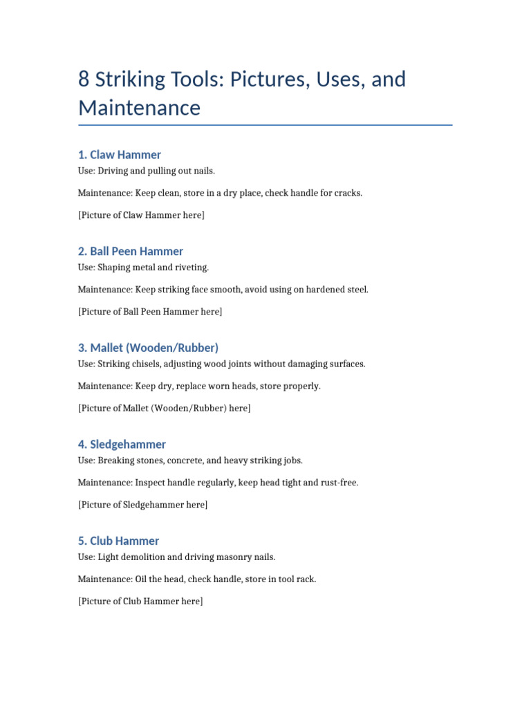 Essential Striking Tools in Carpentry | PDF