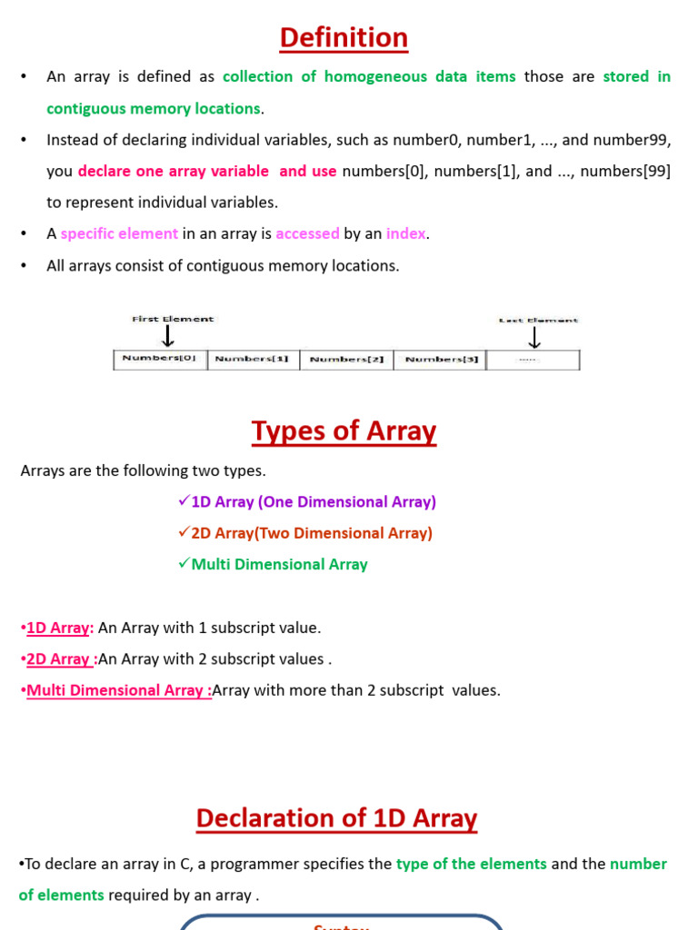 Pps C Unit-3 Arrays Part-1 | PDF | Data Type | Integer (Computer Science)