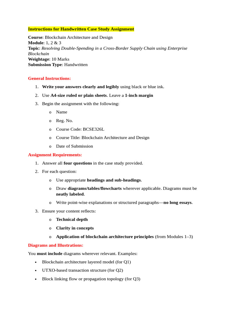 Handwritten Case Study on Blockchain Solutions | PDF | Computing ...