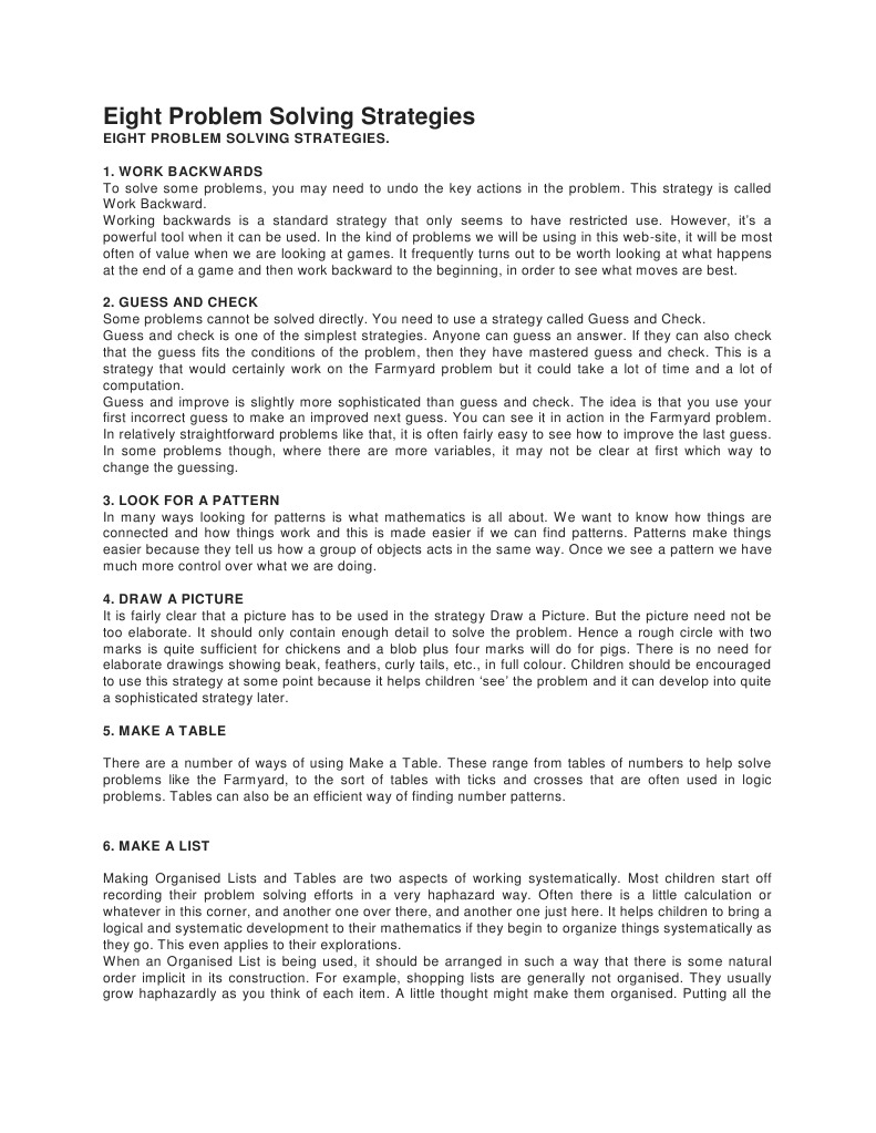 Eight Problem Solving Strategies | Psychological Concepts | Psychology ...