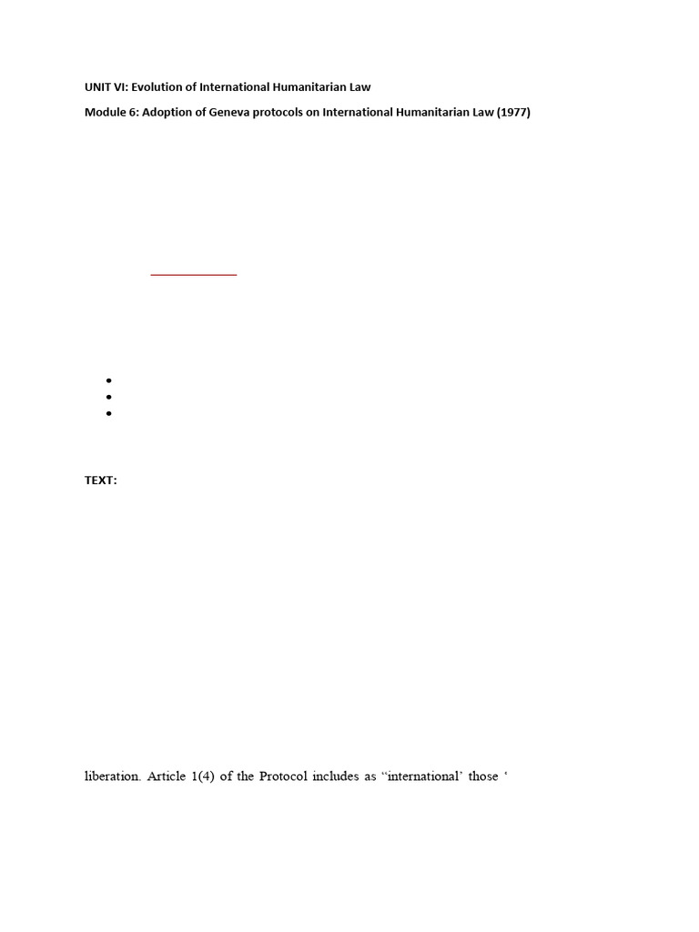 Geneva Protocols and Humanitarian Law | PDF | Geneva Conventions ...