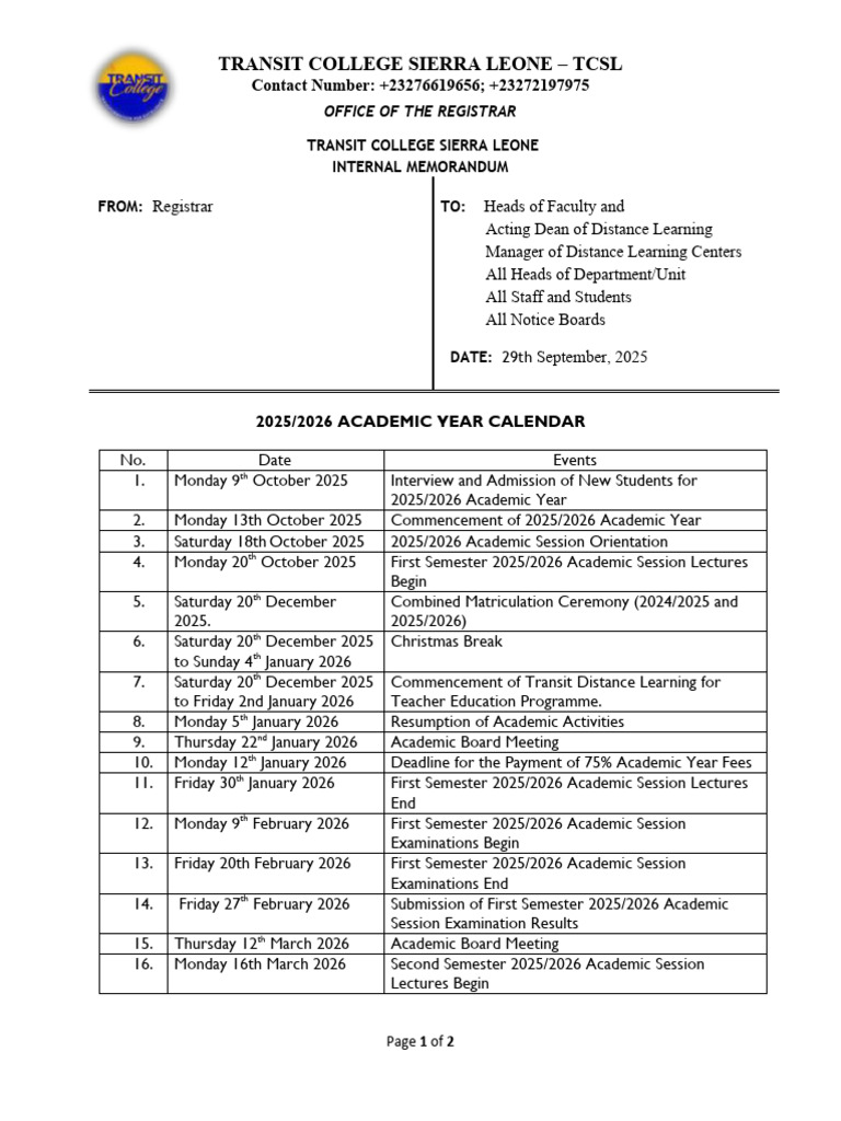 2025/2026 Academic Year Calendar | PDF | Academic Term | Educational Stages