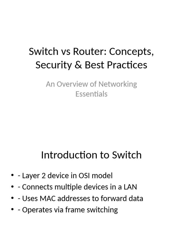Switch Vs Router Presentation | PDF
