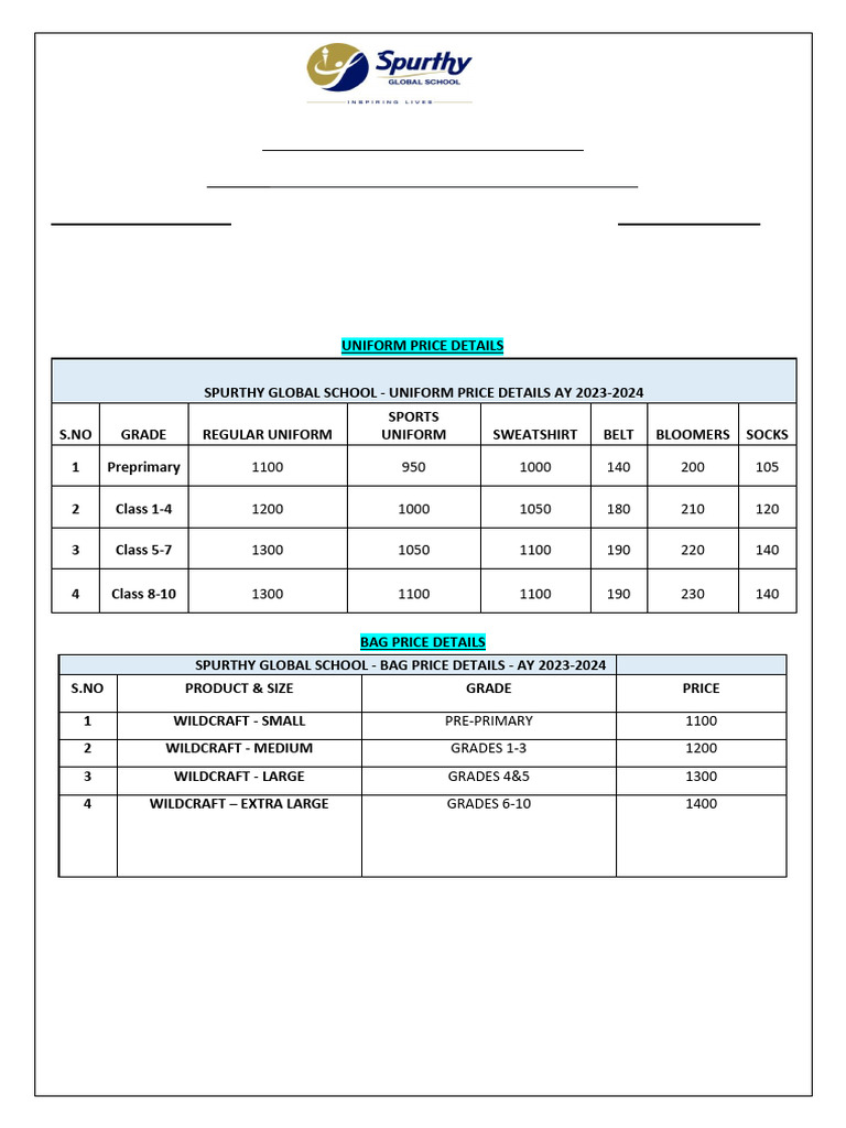 Revised Circular UNIFORM, BAG FEE-AY 2023-2024 1681990282 | PDF