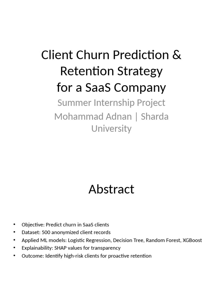 Client Churn Project Presentation With Diagrams | PDF | Receiver Operating Characteristic ...
