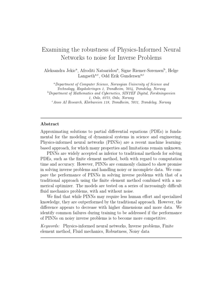 Examining The Robustness of Physics-Informed Neural Networks To Noise ...